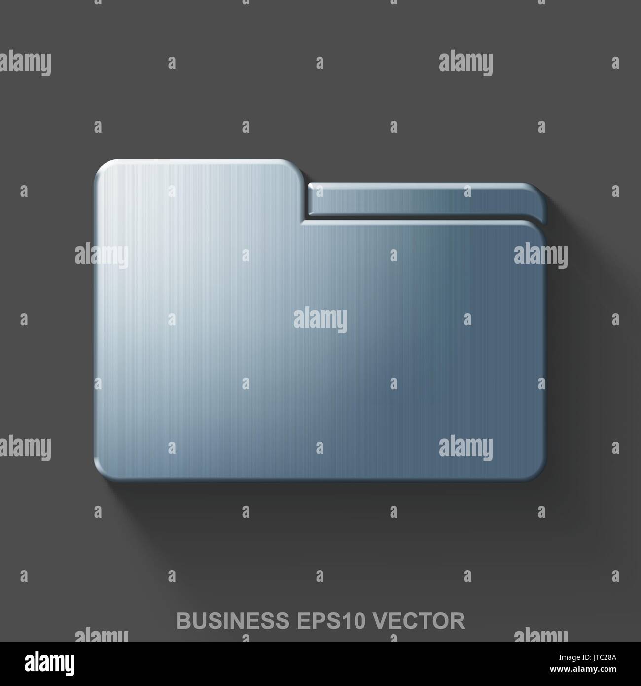 Flat metallic business 3D icon. Polished Steel Folder on Gray ...