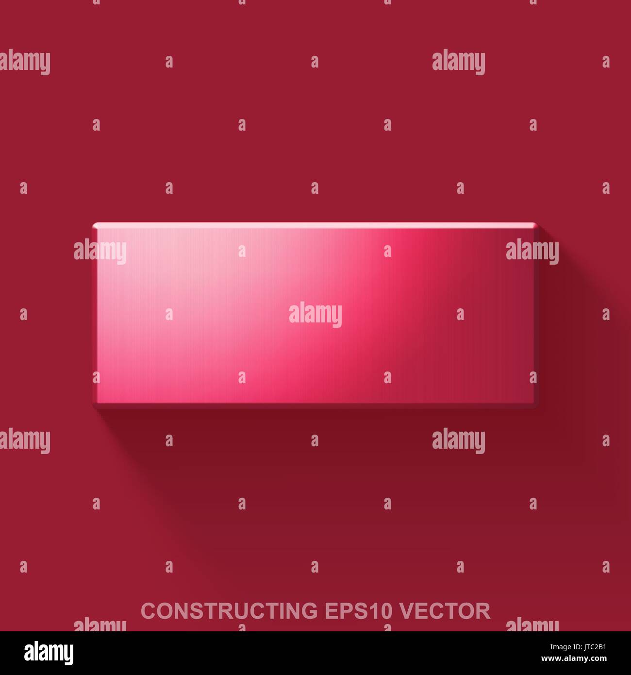 Flat metallic construction 3D icon. Red Glossy Metal Bricks on Red ...