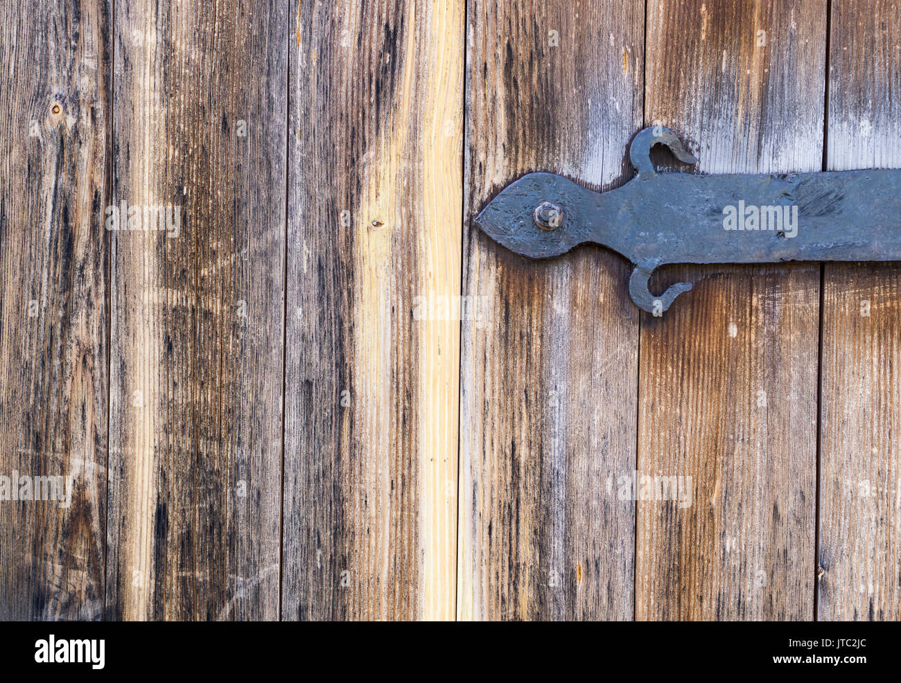 wooden gate shutter with iron loops. background, vintage Stock Photo ...