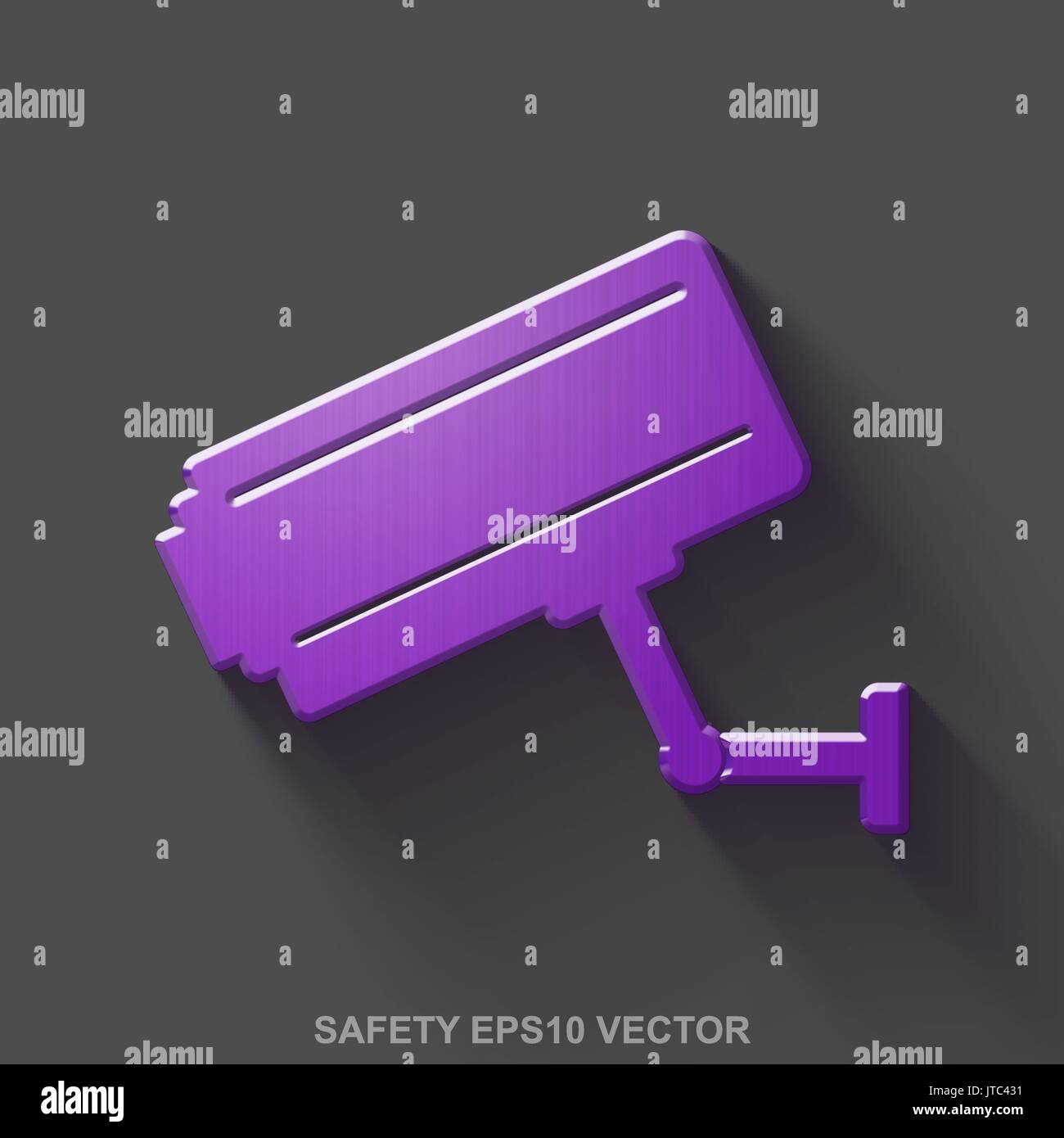 Flat metallic safety 3D icon. Purple Glossy Metal Cctv Camera on Gray ...
