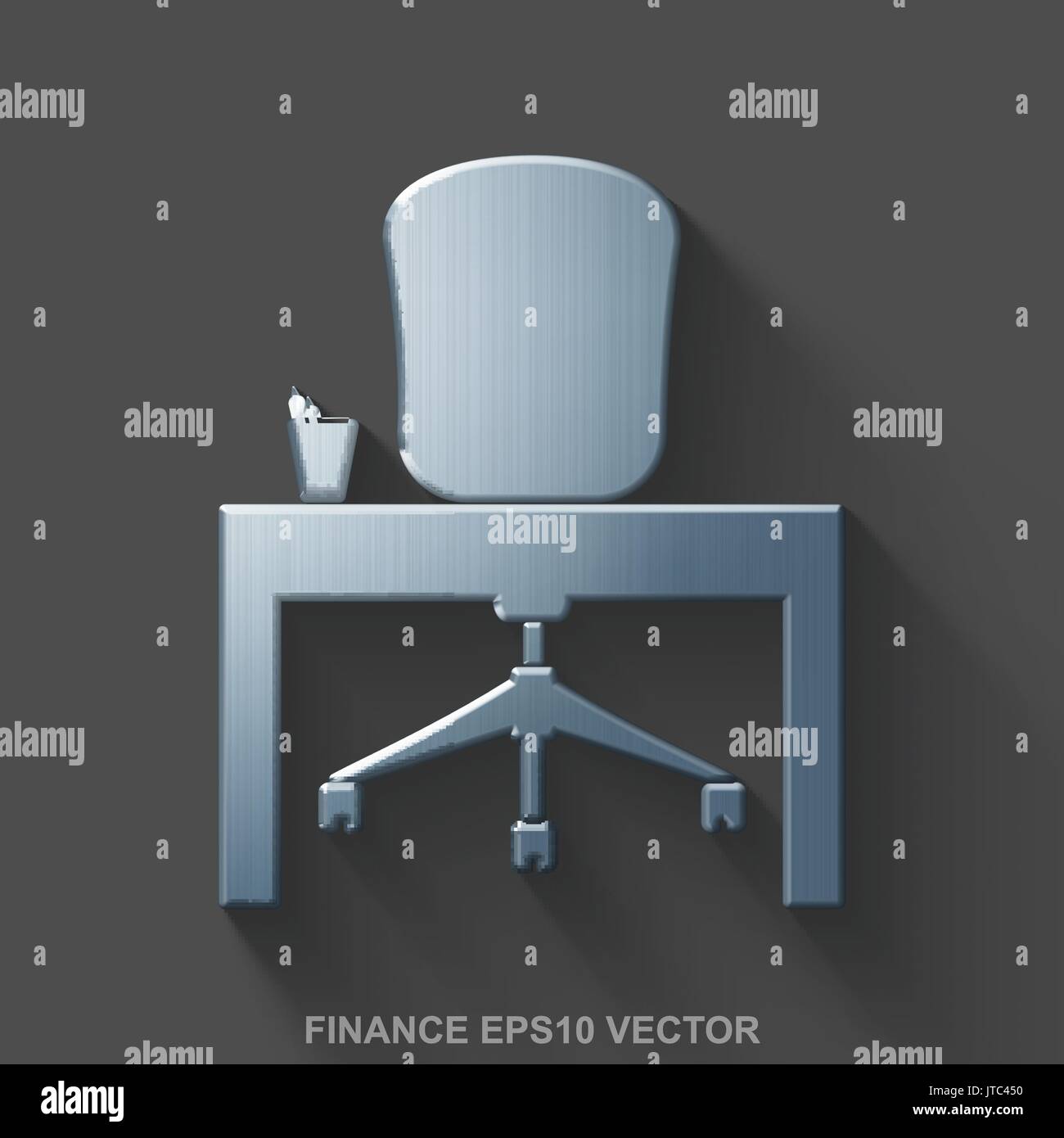 Flat metallic finance 3D icon. Polished Steel Office on Gray background ...