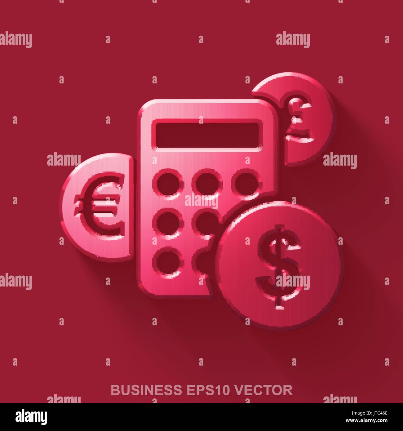 Flat metallic business 3D icon. Red Glossy Metal Calculator on Red ...