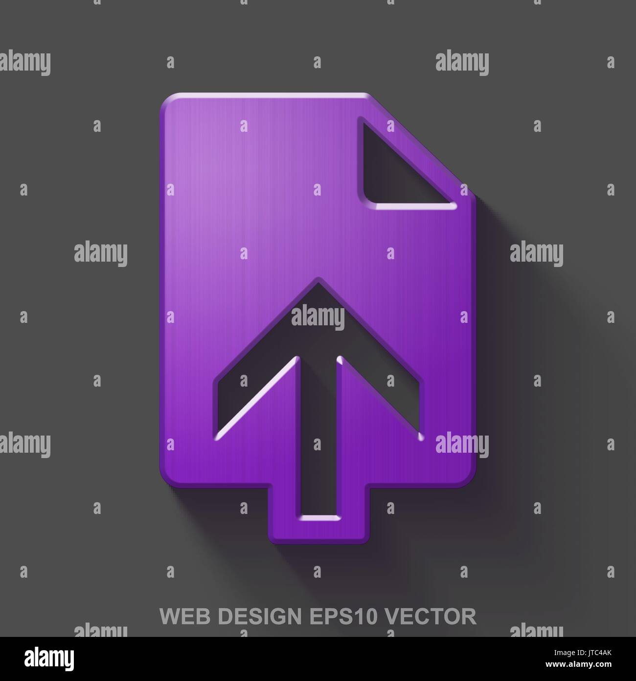 Flat metallic web development 3D icon. Purple Glossy Metal Upload on ...