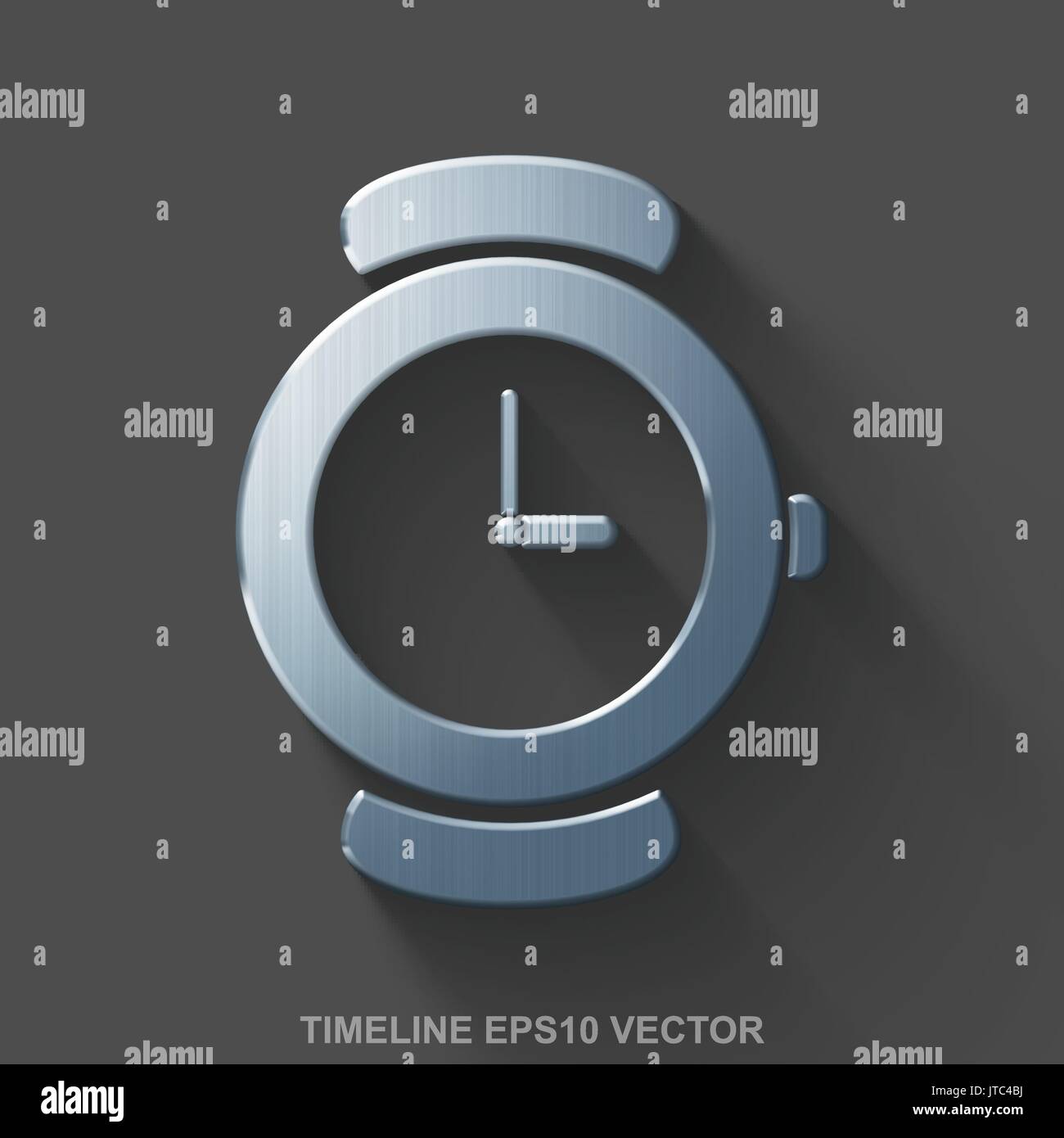 Flat metallic timeline 3D icon. Polished Steel Hand Watch on Gray ...