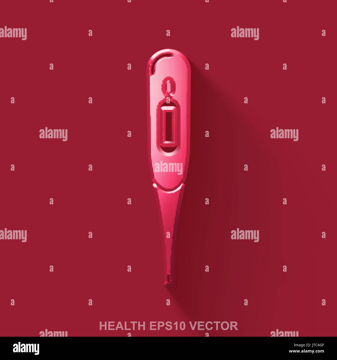 Flat metallic Healthcare 3D icon. Red Glossy Metal Thermometer on Red ...