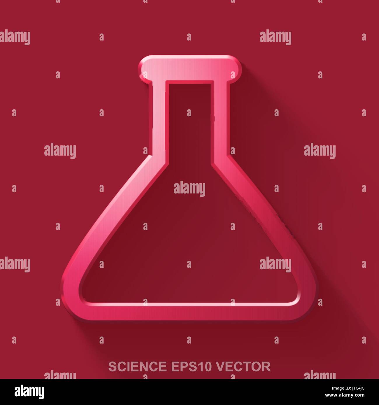 Flat metallic Science 3D icon. Red Glossy Metal Flask on Red background. EPS 10, vector Stock ...