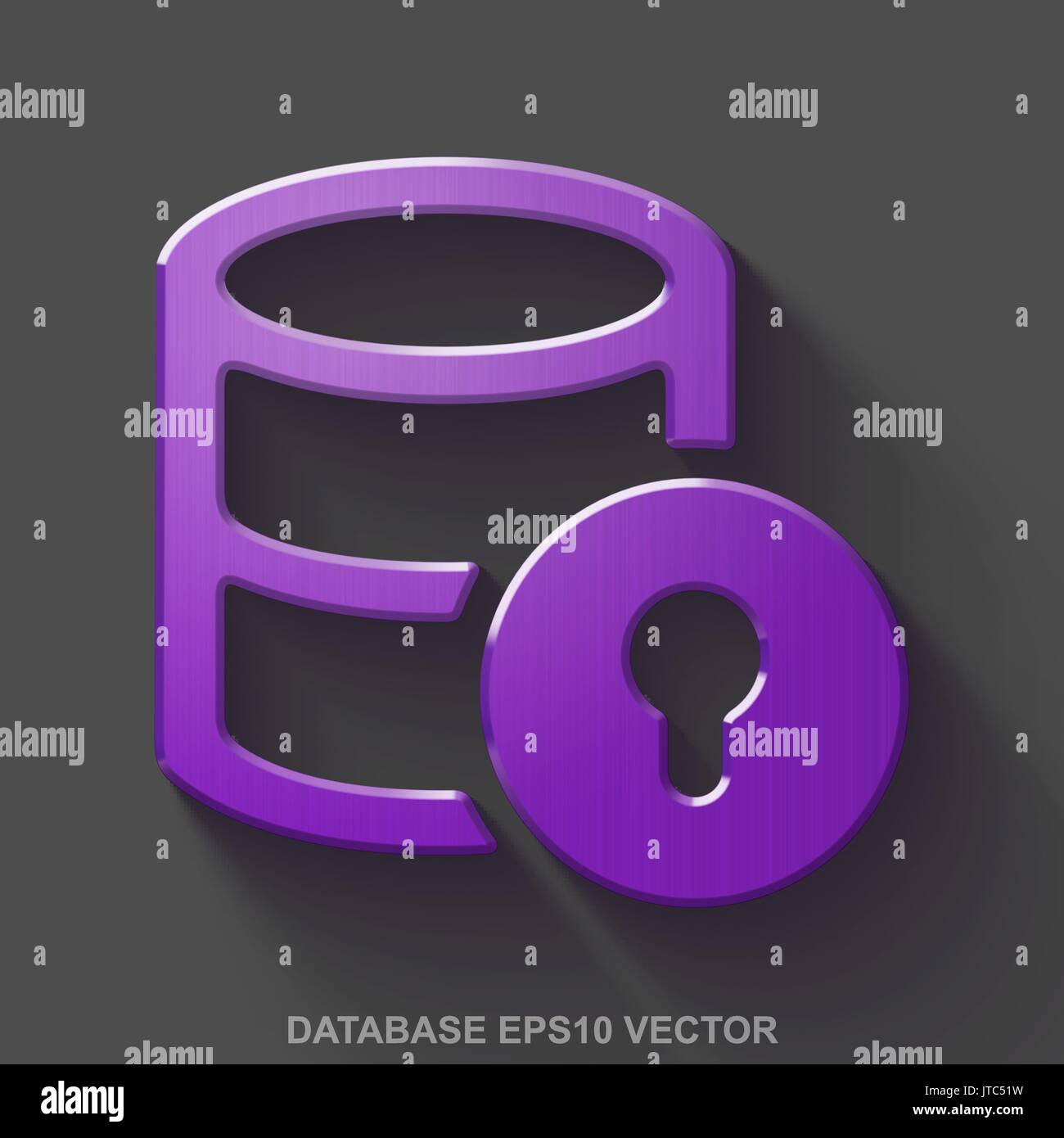 Flat metallic Programming 3D icon. Purple Glossy Metal Database With ...