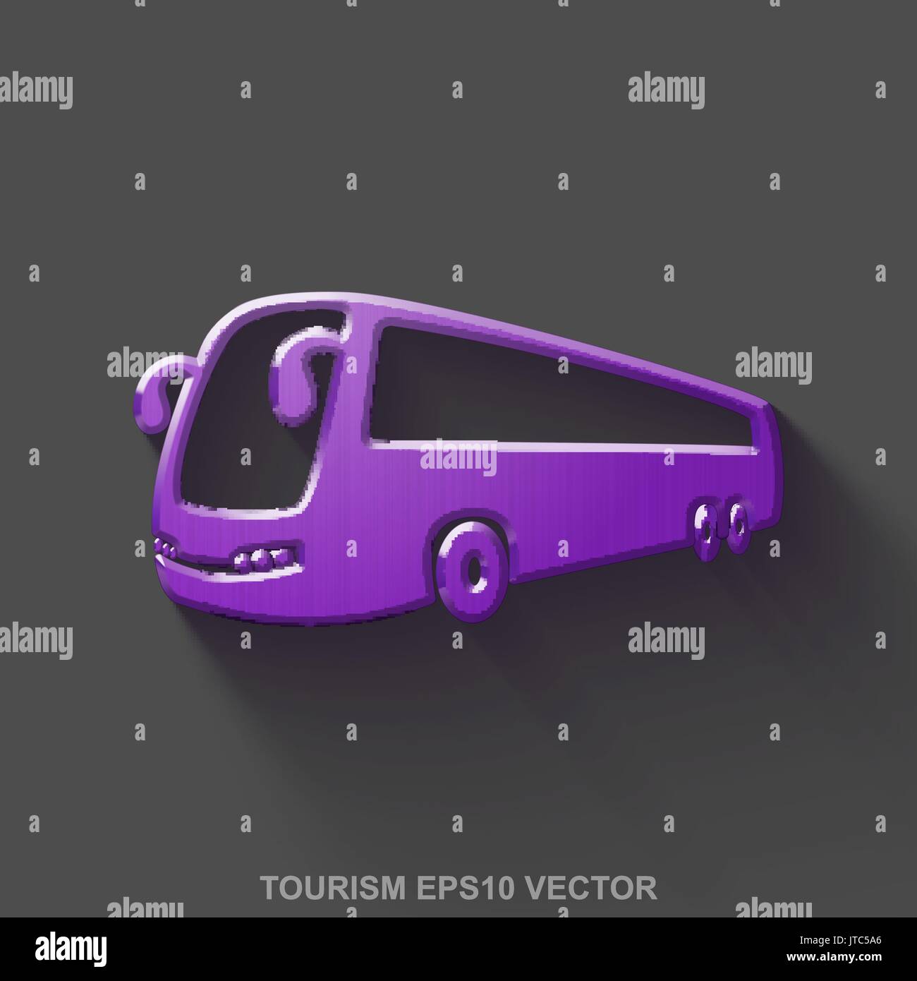 Flat metallic vacation 3D icon. Purple Glossy Metal Bus on Gray ...