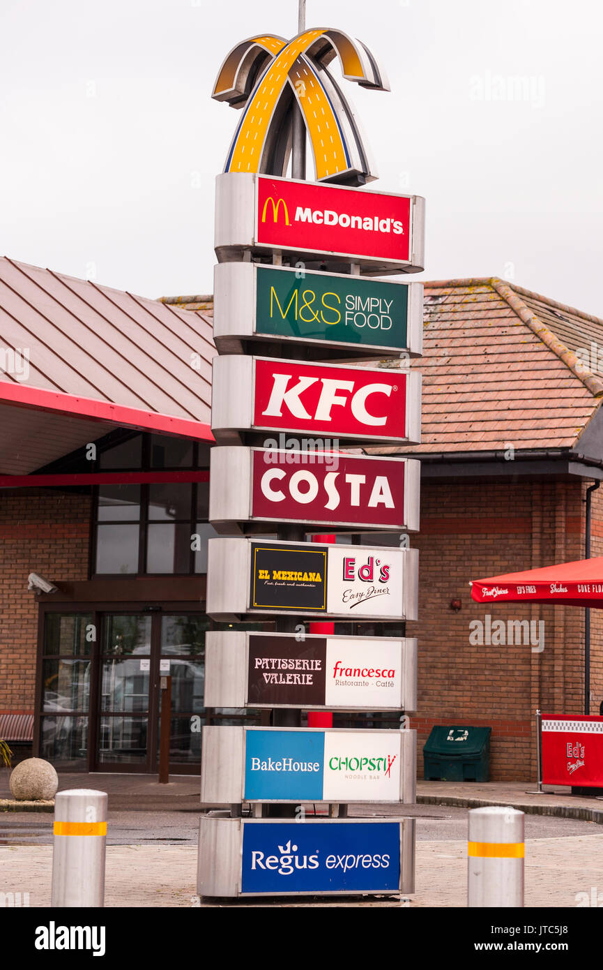 Motorway Service sign showing what stores etc. are on site in the uk ...