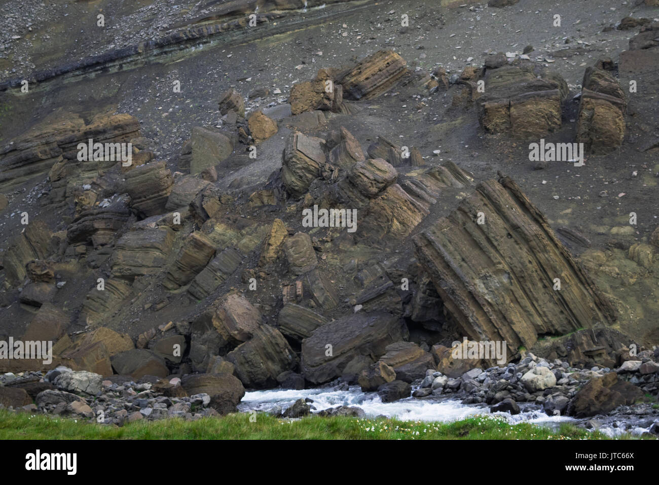 Litlanesfoss waterfall with basalt columns hi-res stock photography and ...