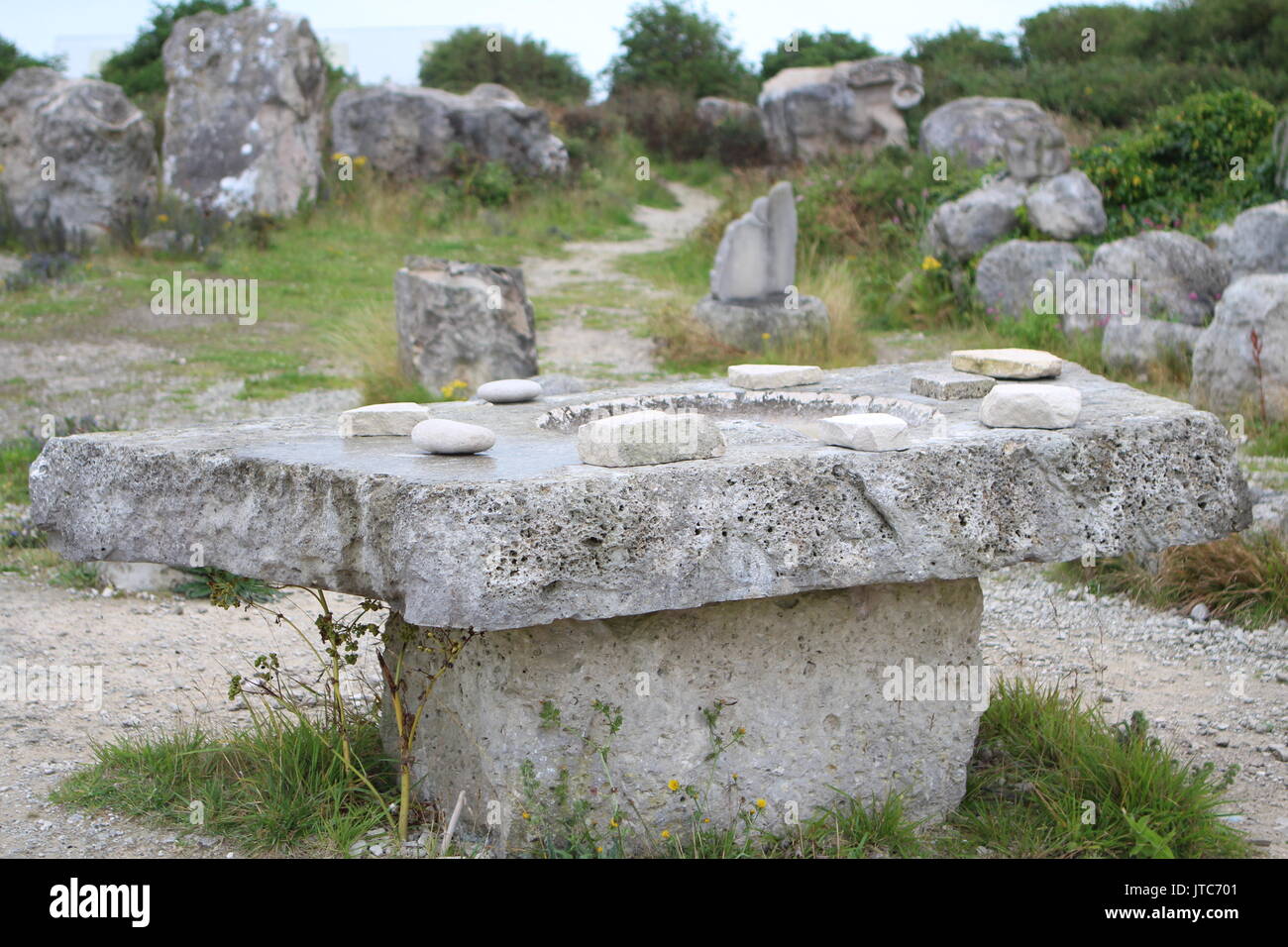 Sculptures at Portland Quarry, home to Portland limestone Stock Photo ...
