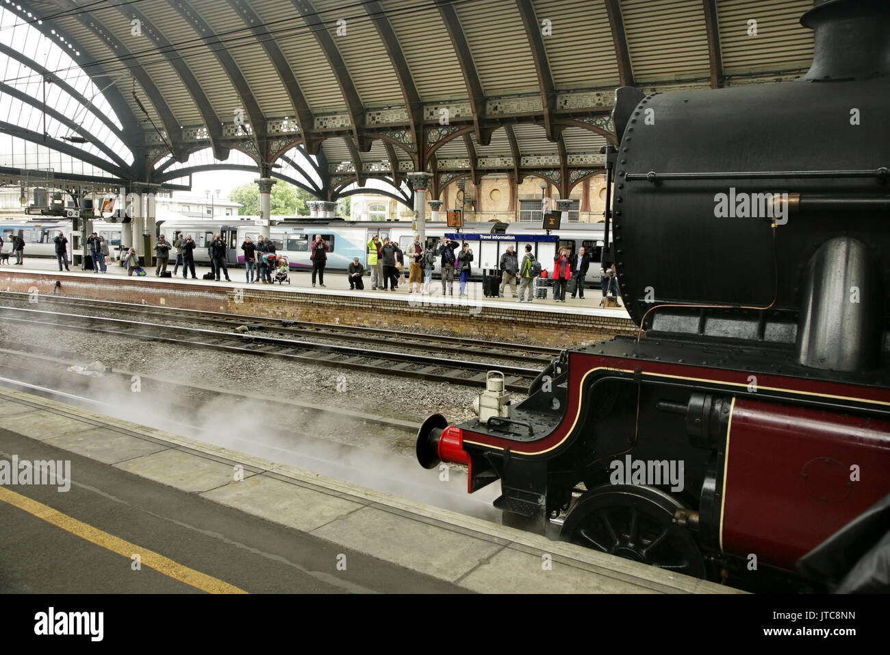 LMS Jubilee class steam locomotive 45699 "Galatea" at York station, UK ...