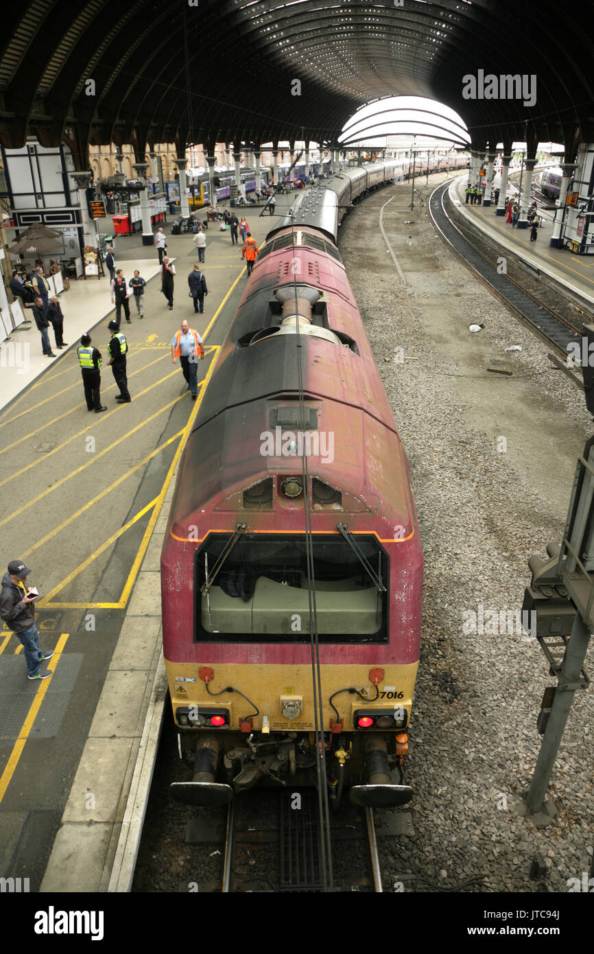 EWS class 67 diesel locomotive no. 67016 at York station, UK with a ...