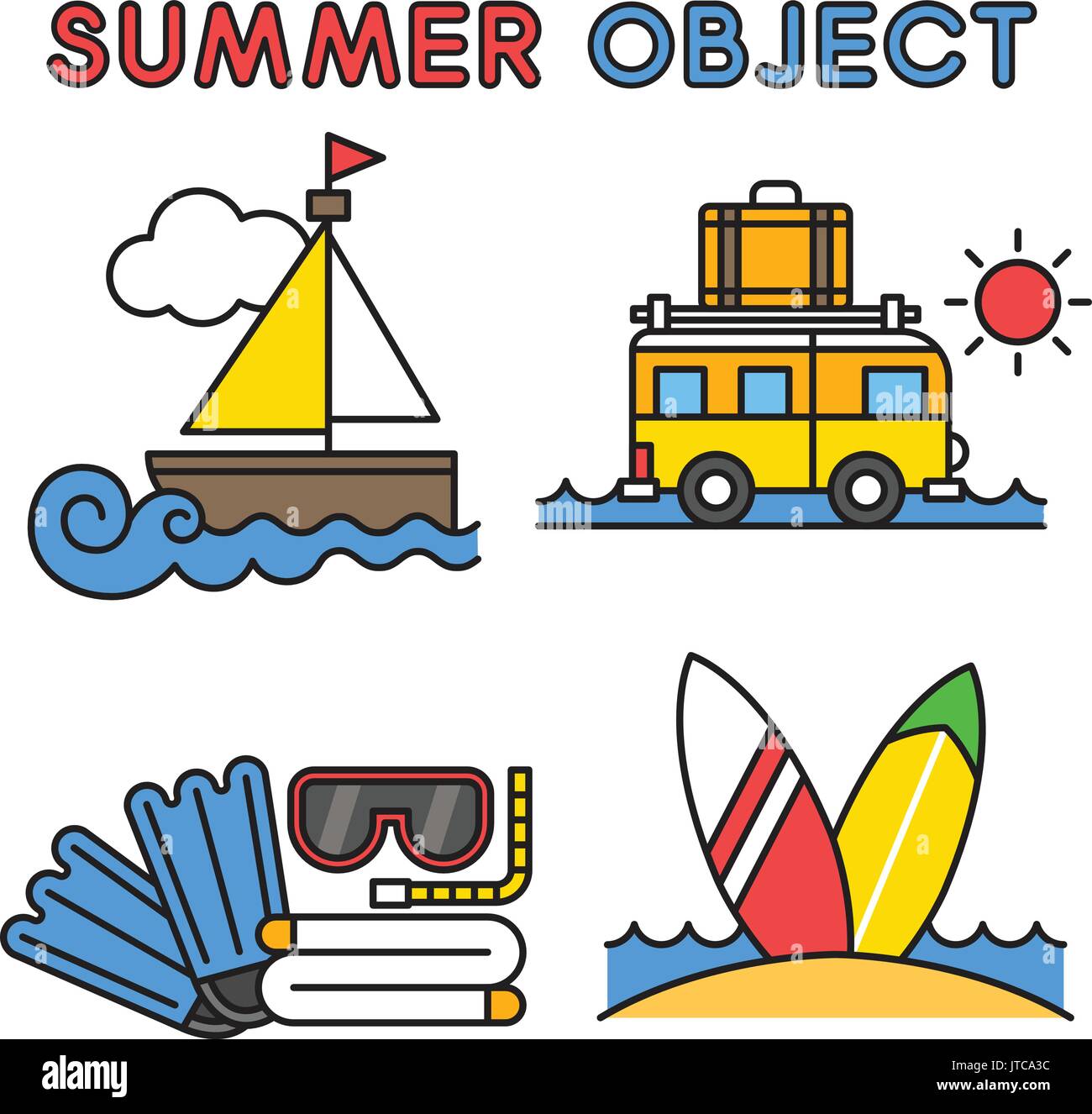 Set of Summer object Stock Vector Image & Art - Alamy