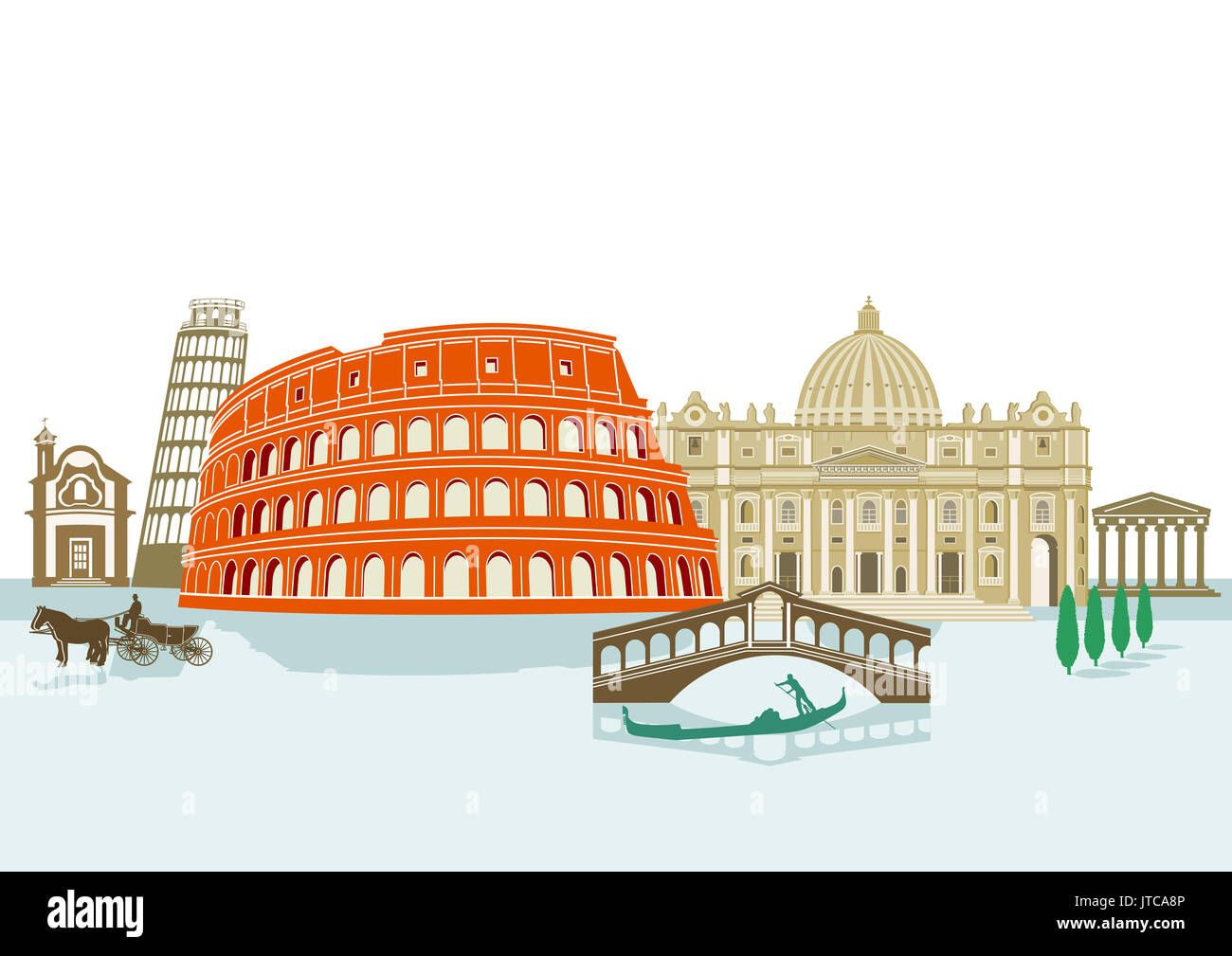 Landmarks in Italy, illustration Stock Photo - Alamy