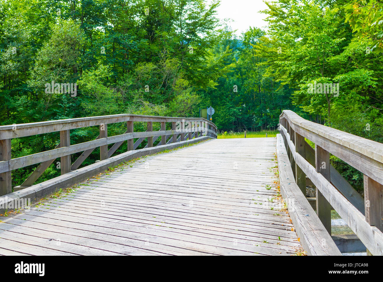 wooden Bridge, Sky, and river Stock Photo - Alamy