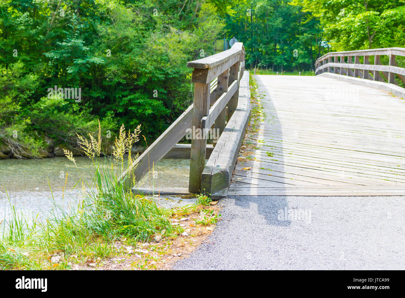 wooden Bridge, Sky, and river Stock Photo - Alamy