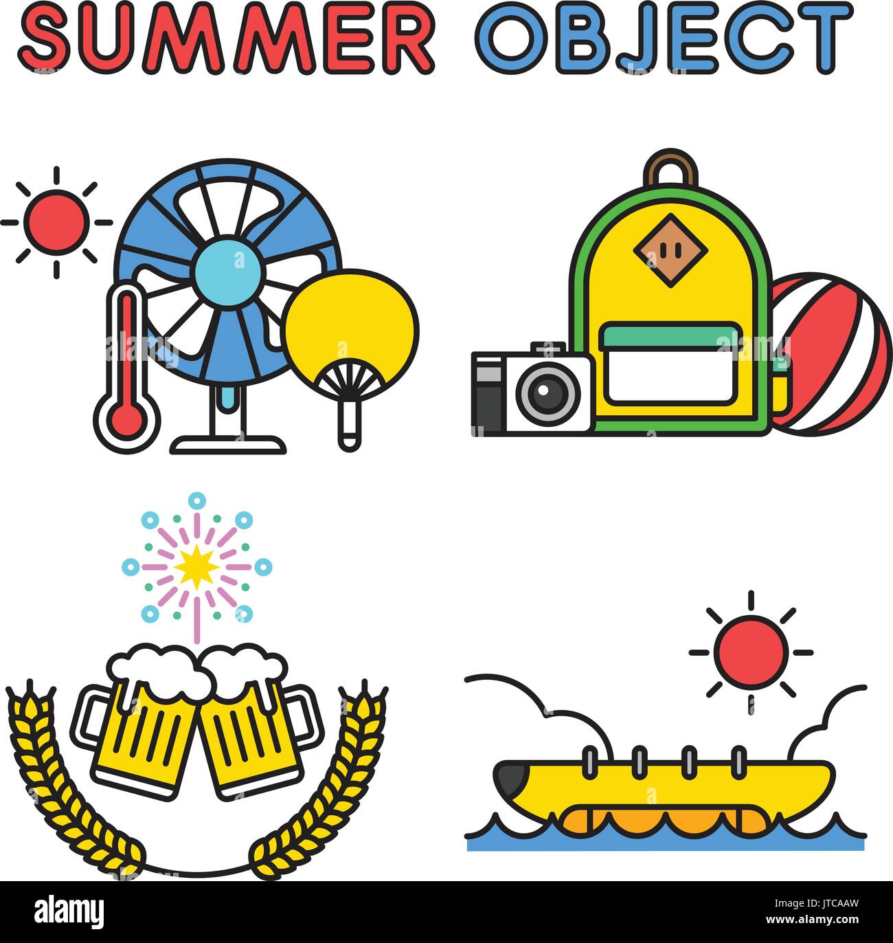 Set of Summer object Stock Vector Image & Art - Alamy
