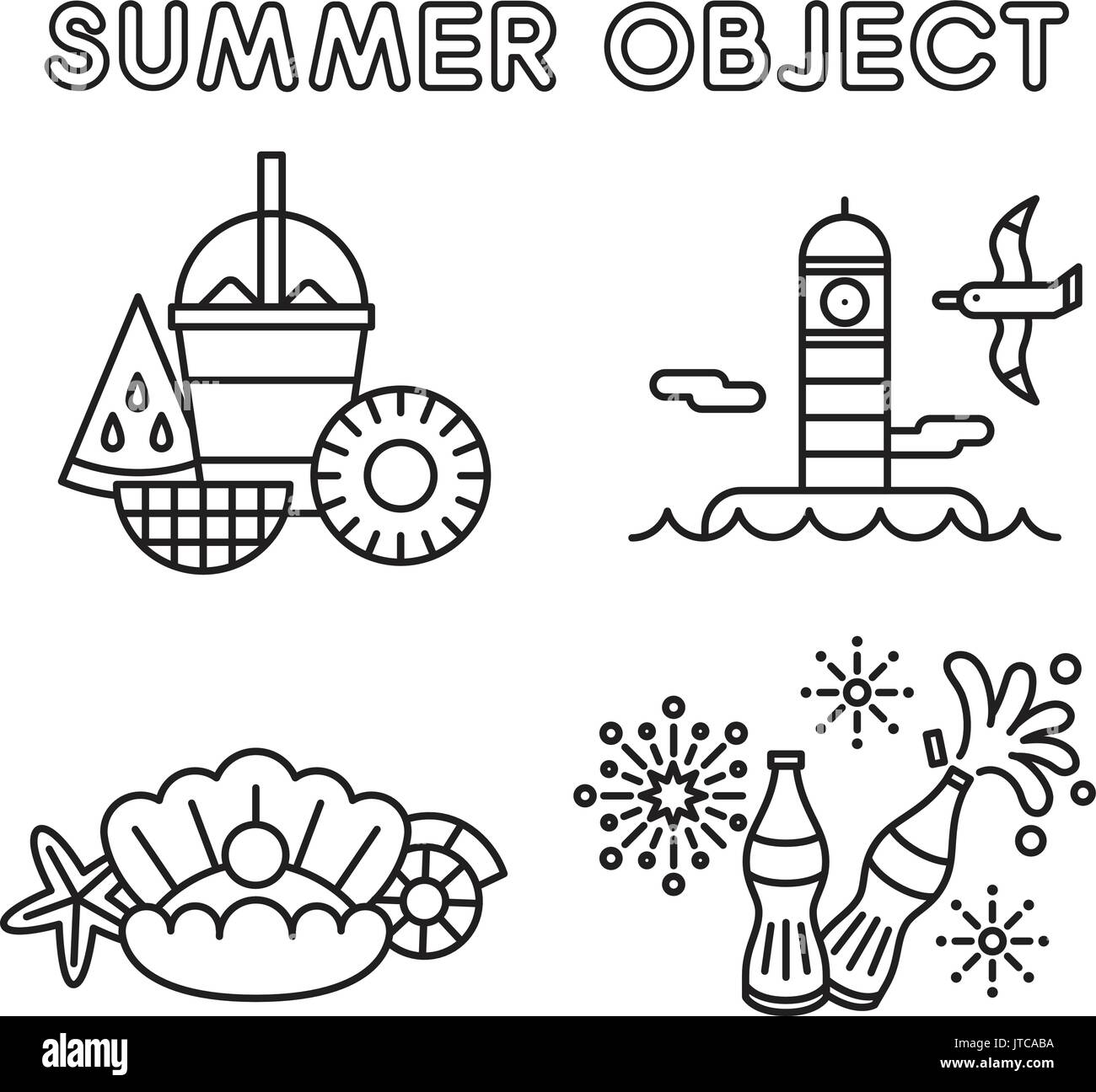 Set of Summer object Stock Vector Image & Art - Alamy