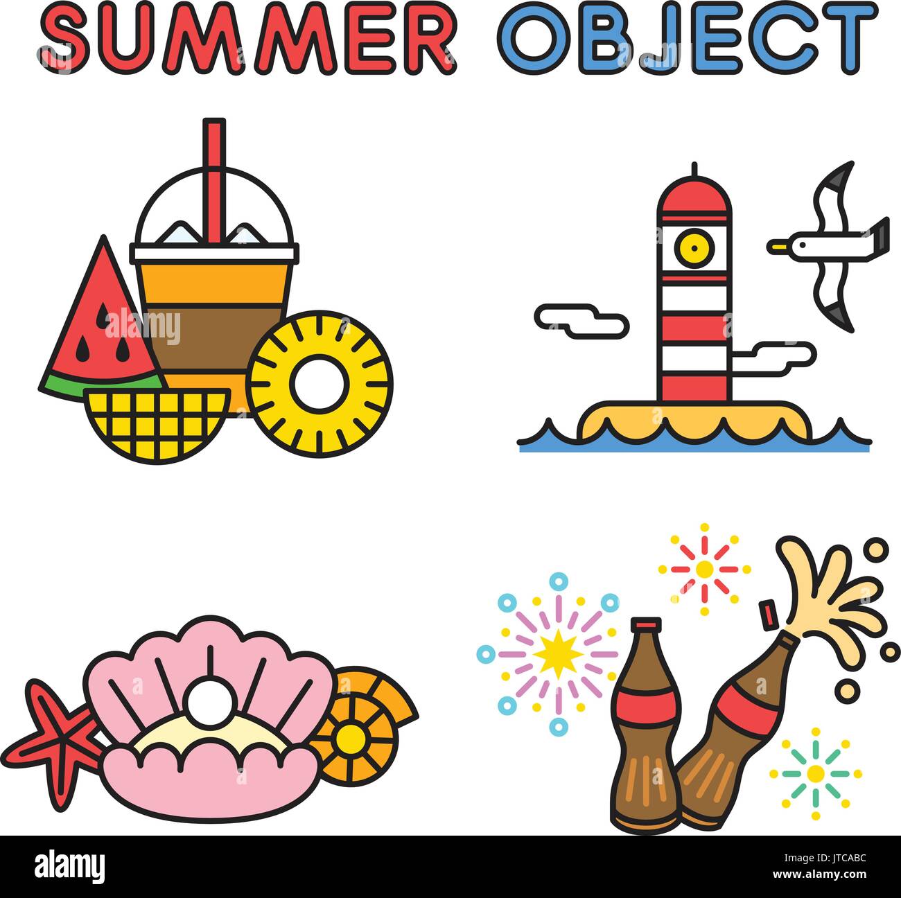 Set of Summer object Stock Vector Image & Art - Alamy