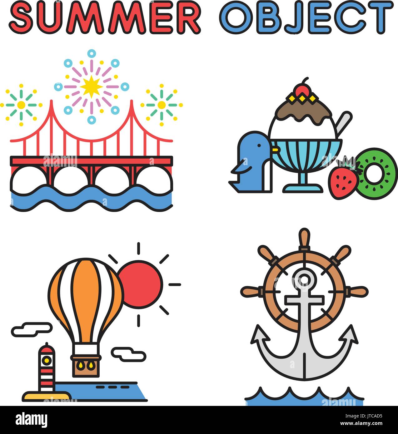 Set of Summer object Stock Vector Image & Art - Alamy