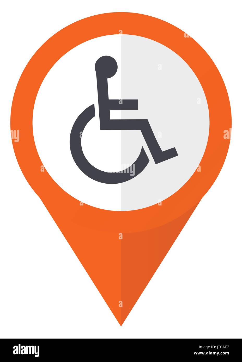 Wheelchair orange pointer vector icon in eps 10 isolated on white ... Wheelchair orange pointer vector icon in eps 10 isolated on white ...