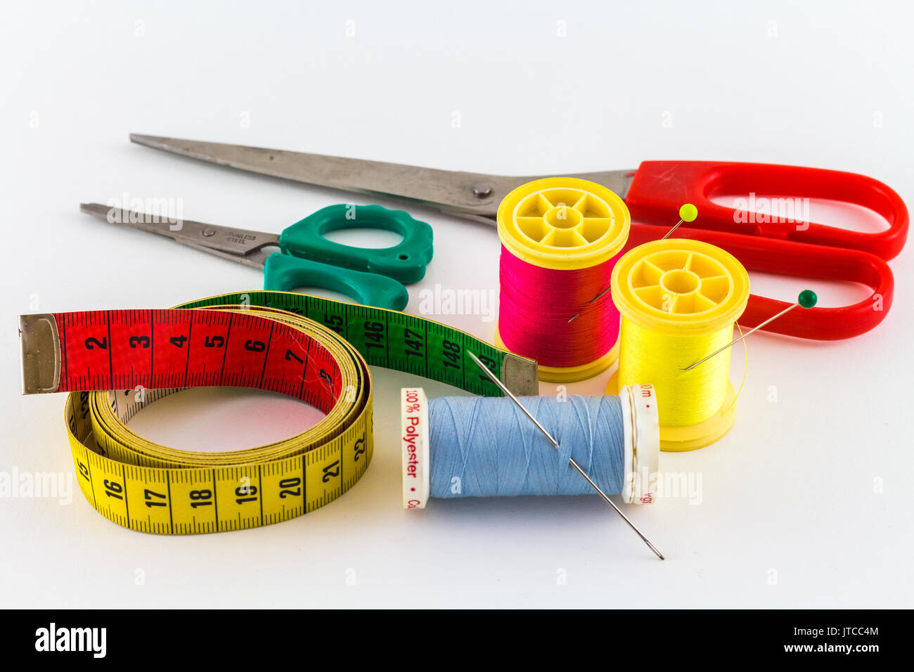 Spools of Needle and Thread. Sewing Tools Stock Photo - Alamy