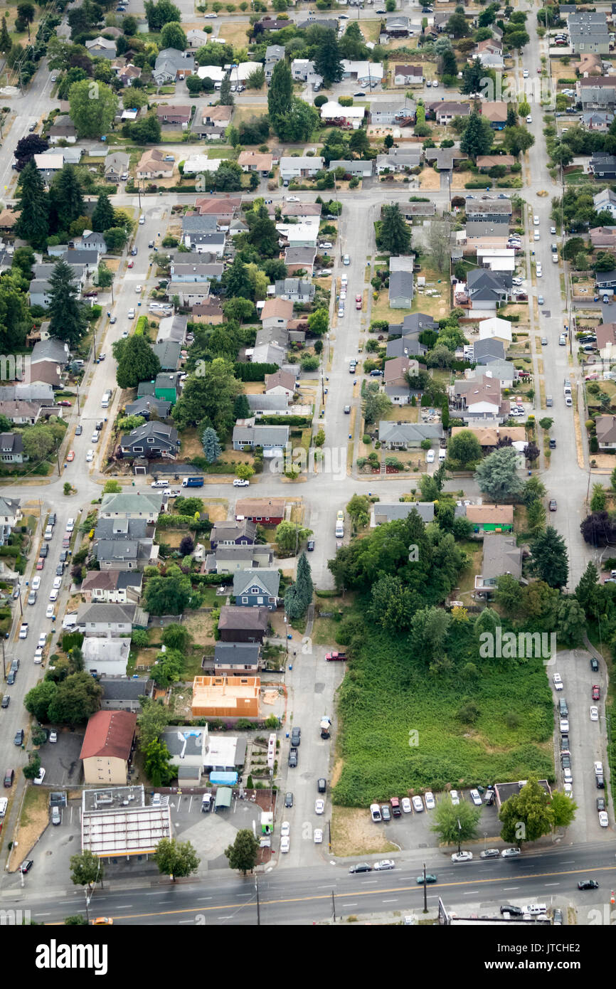 aerial view of houses of S Orchard Street, Rainier Valley, Seattle ...
