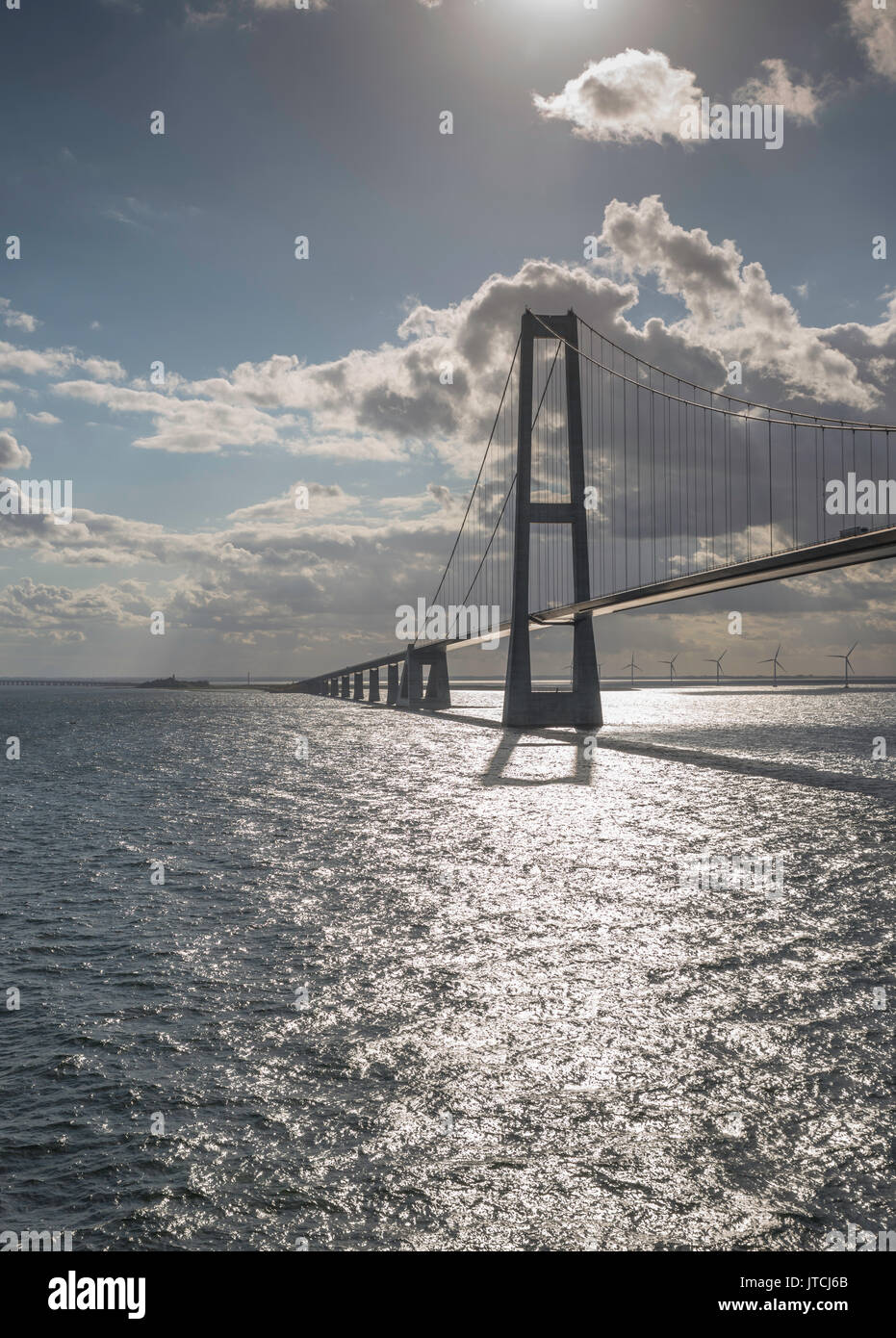 Suspension bridge Great Belt Denmark connecting the Zealand and Funen ...