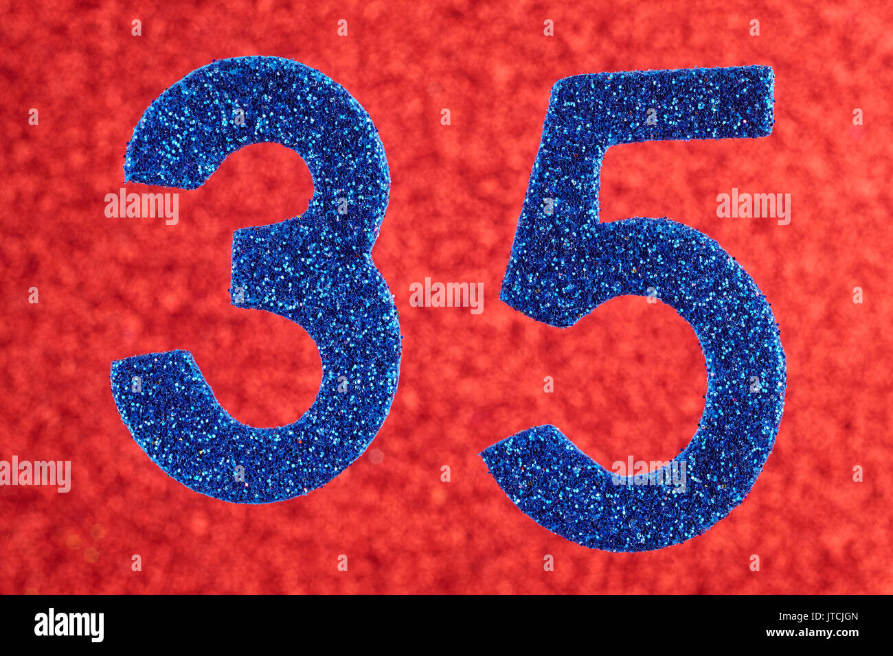 Number thirty-five blue color over a red background. Anniversary ...