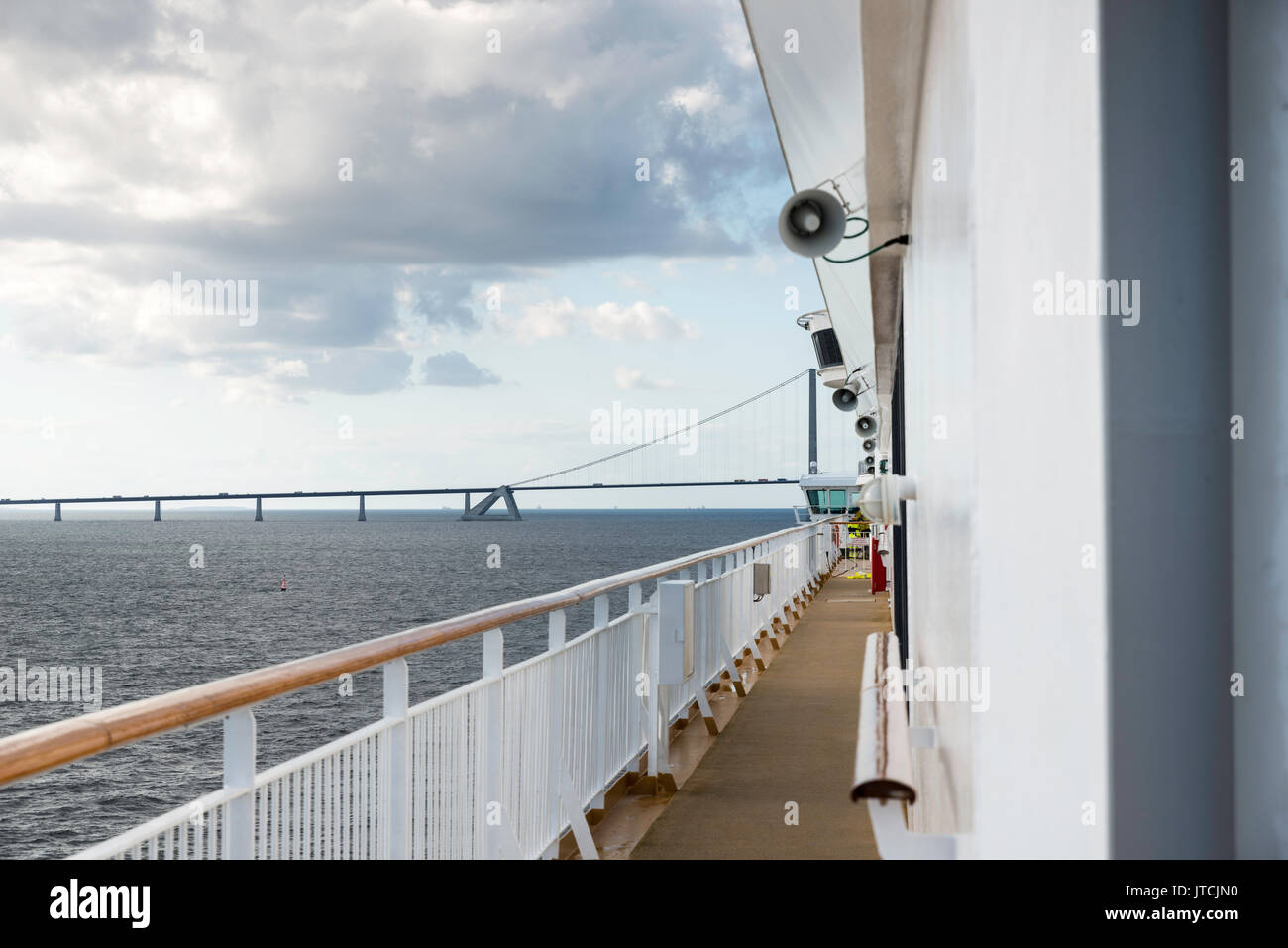 cruise ship crossing the great belt bridge at denmark at the danish ...