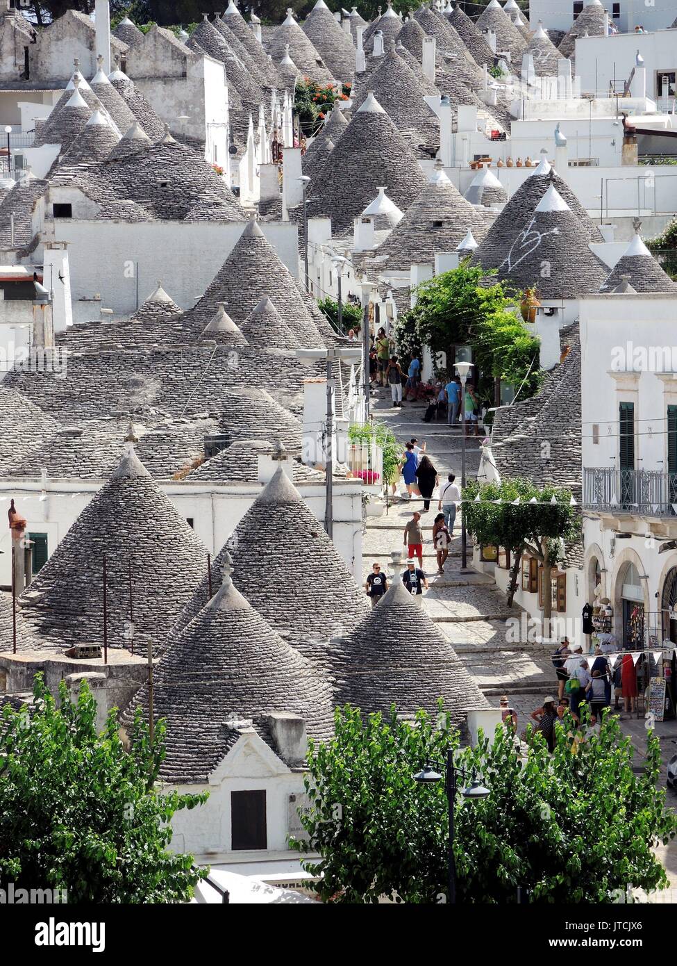 Trullo buildings in the small town Alberobello in Apulia (Italy ...