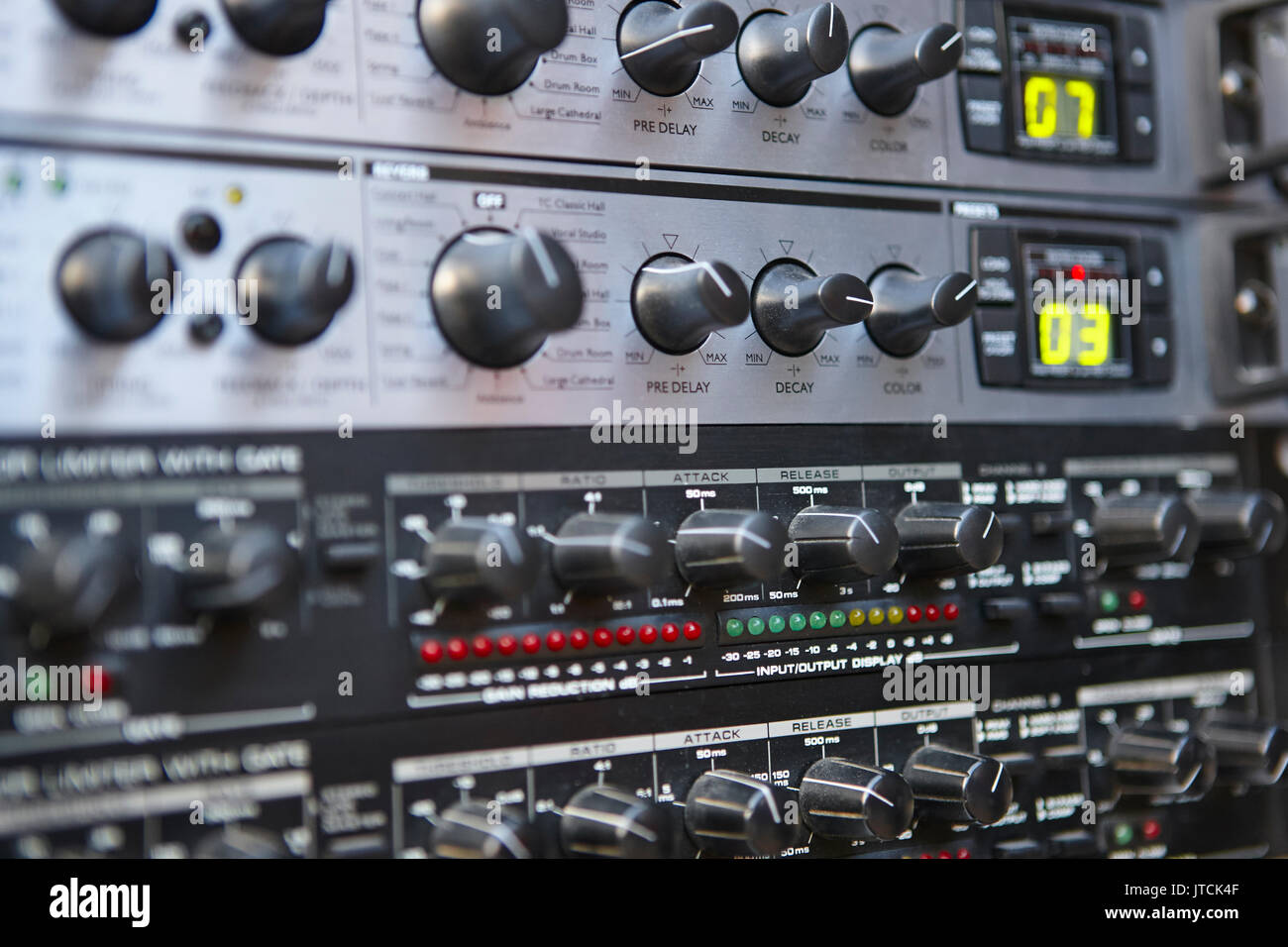 Sound control equipment. Board detail. Decay buttons. Broadcast ...