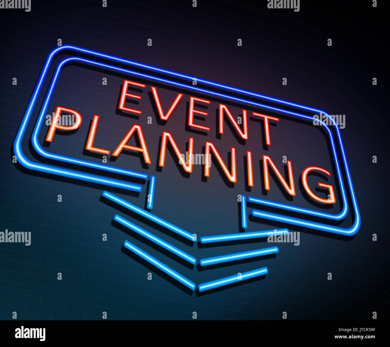 3d Illustration depicting an illuminated neon sign with an event ...