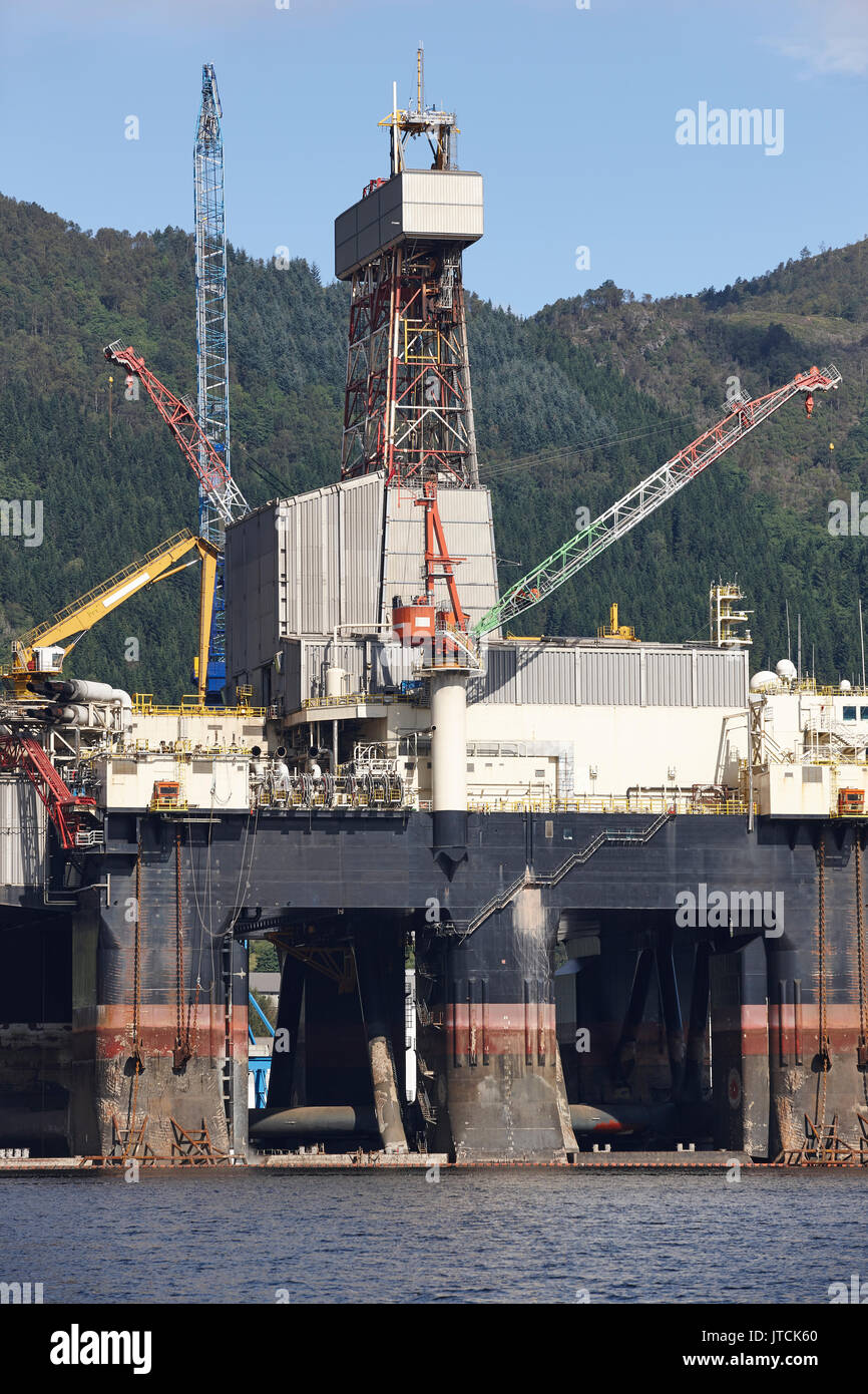 Oil and gas platform in Norway. Energy industry. Petroleum exploration ...