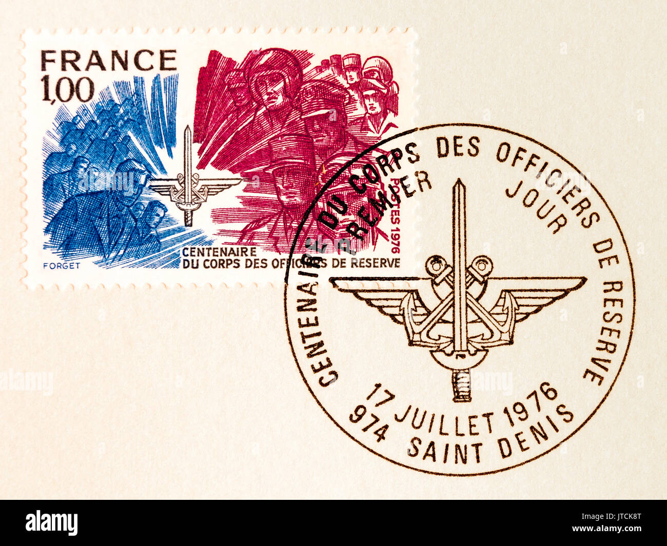 French stamp and special 1st day postmark for army officers reserve ...