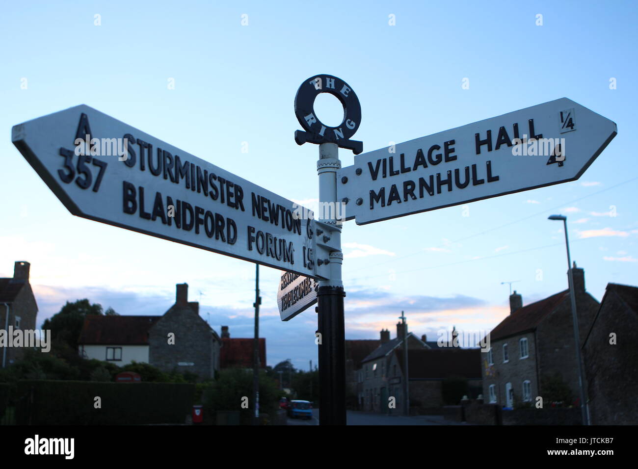 The Ring sign post in Stalbridge, pointing to various towns and ...