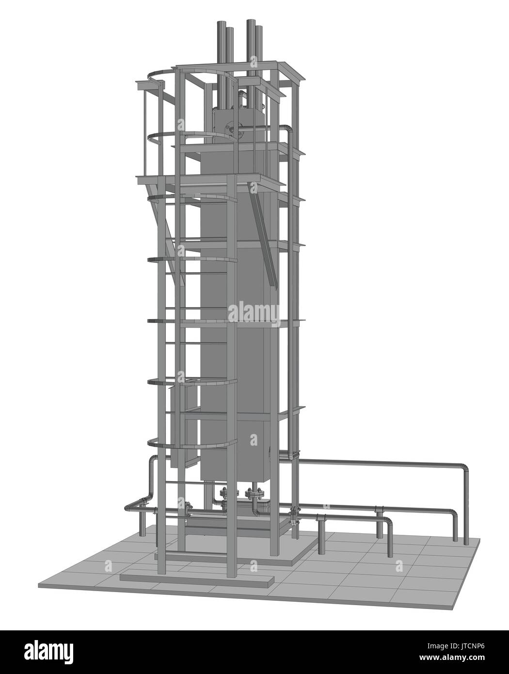 Petroleum gas heating furnace. Tracing illustration of 3d Stock Vector ...