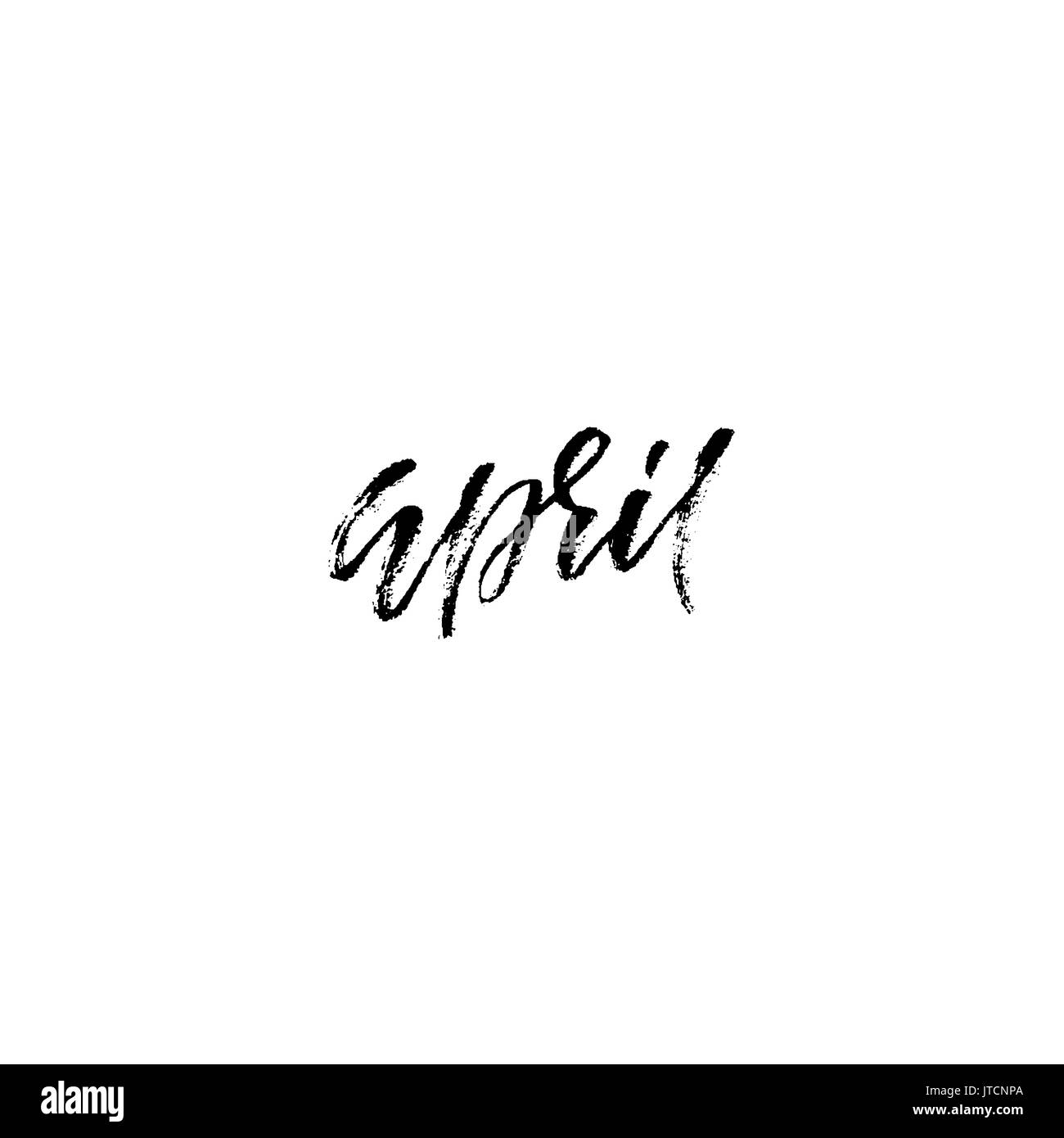 Hand drawn typography lettering. April. Month inscription. Vector ...