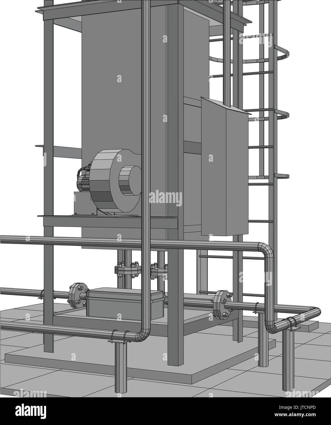 Petroleum gas industrial equipment. Tracing illustration of 3d Stock ...