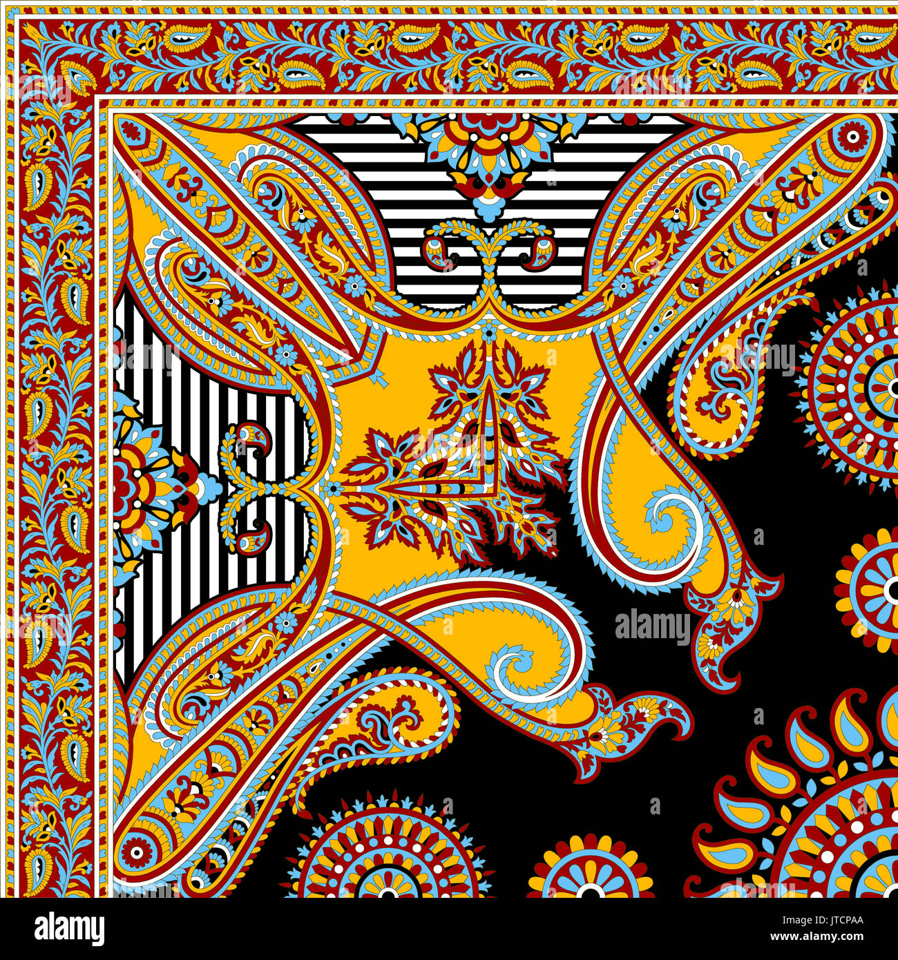 beautiful colorful textile print scarf design Stock Photo - Alamy