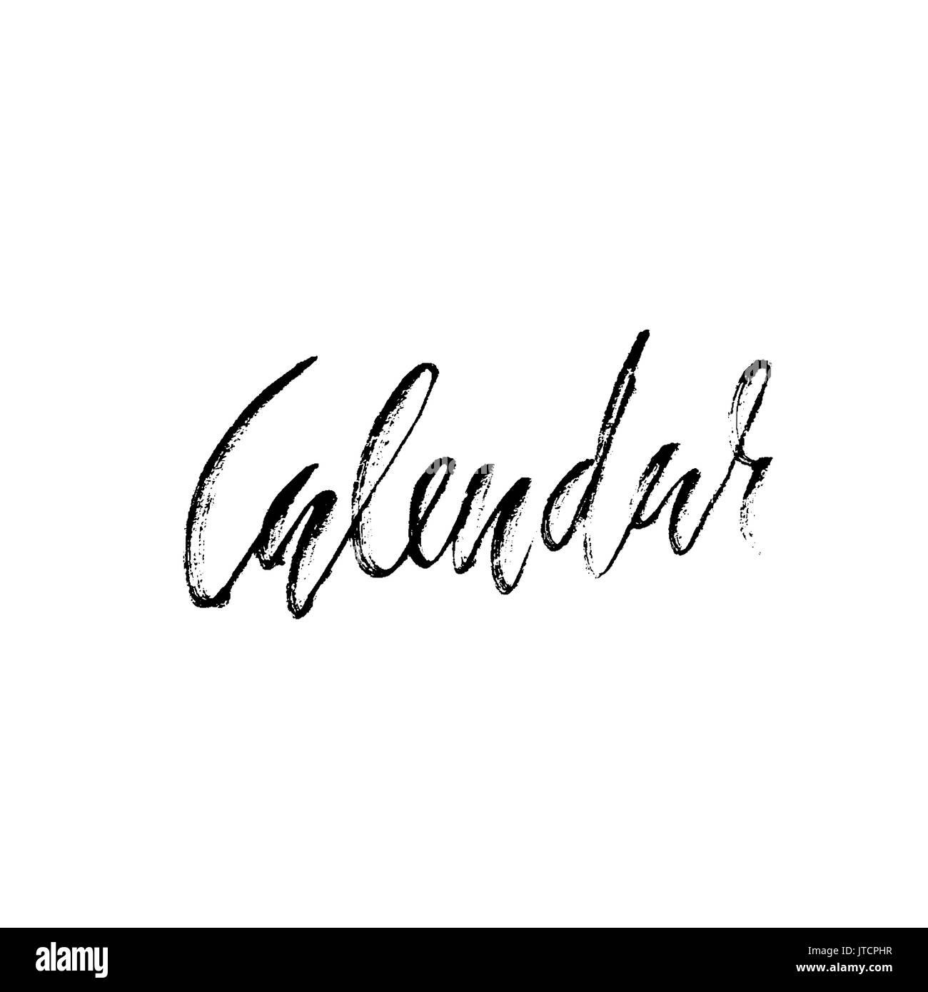 Calendar. Handdrawn calligraphy. Black vector illustration. Hand drawn ...