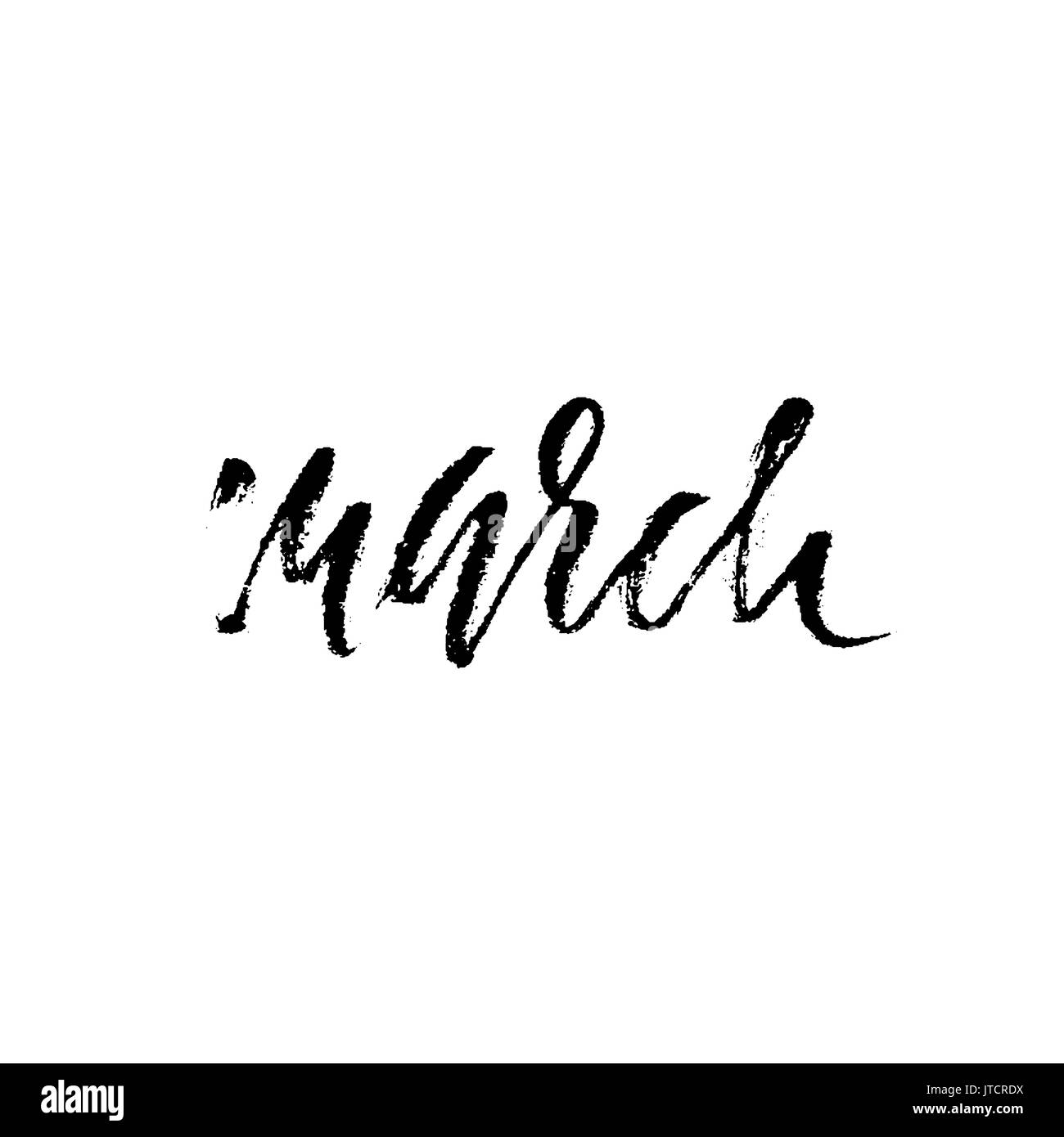 Hand drawn typography lettering. March. Month inscription. Vector ...