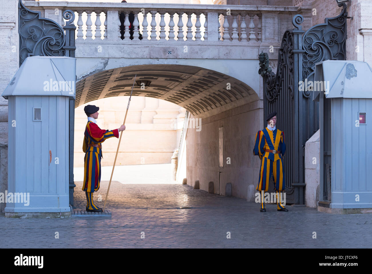VATICAN CITY, VATICAN - OCTOBER 16, 2016: Famous Swiss Guard guarding ...