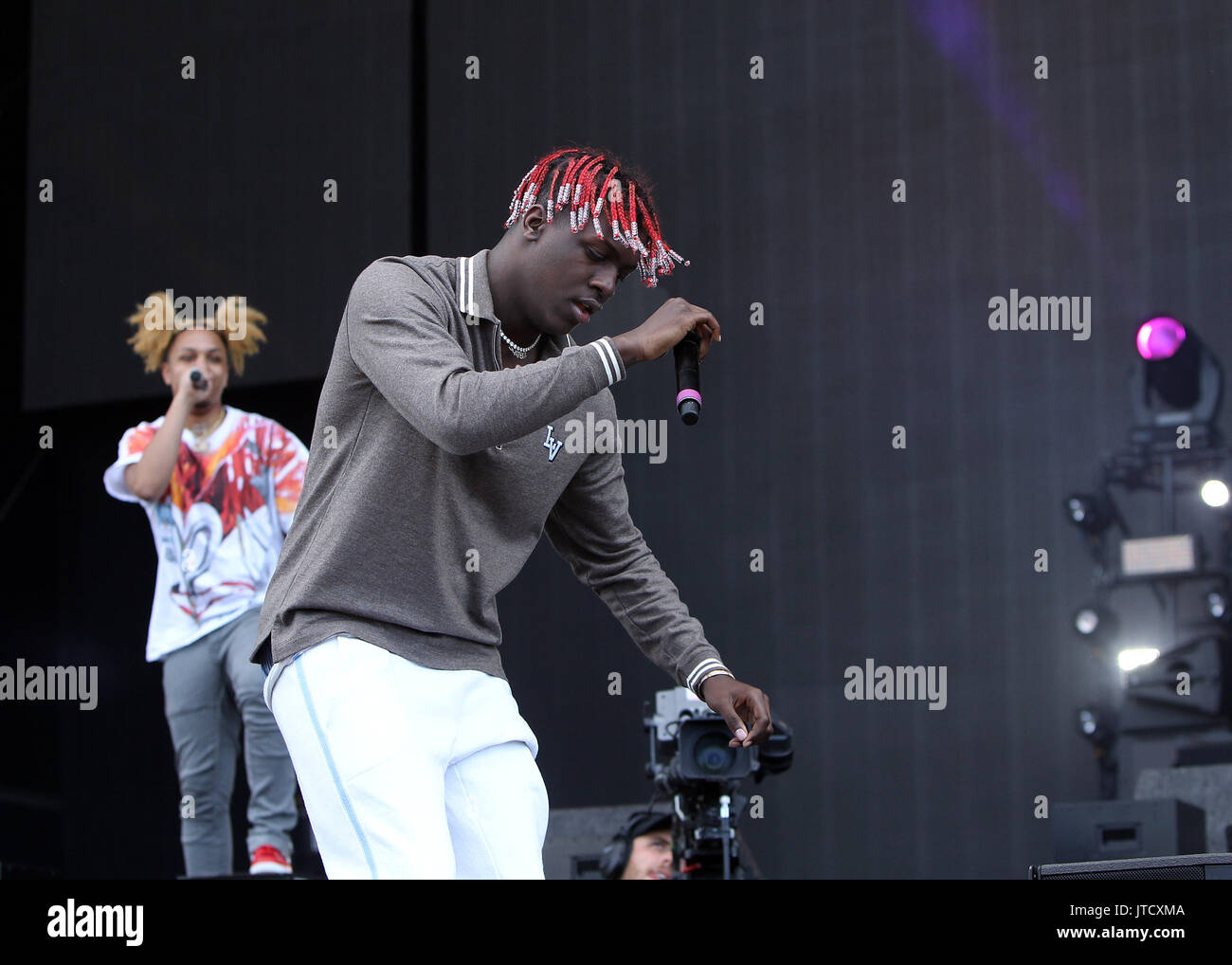 American rappers Lil Yachty and Young Thug performing on the main stage ...