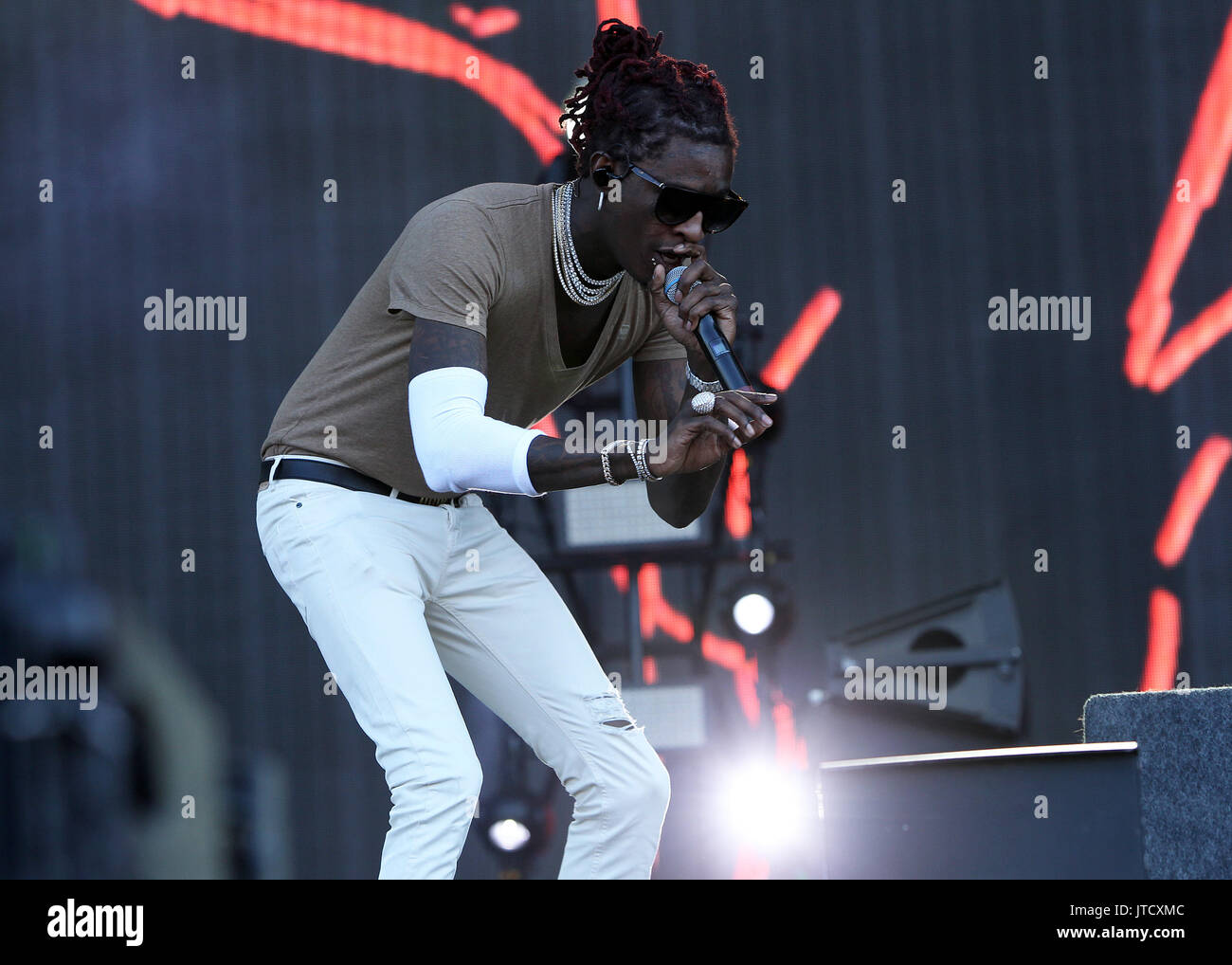 American rappers Lil Yachty and Young Thug performing on the main stage ...