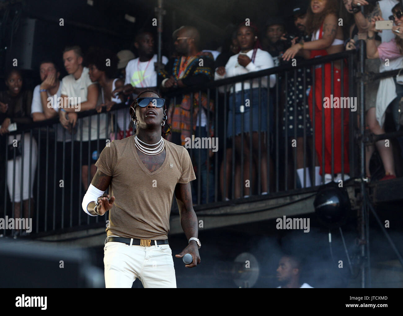 American rappers Lil Yachty and Young Thug performing on the main stage ...