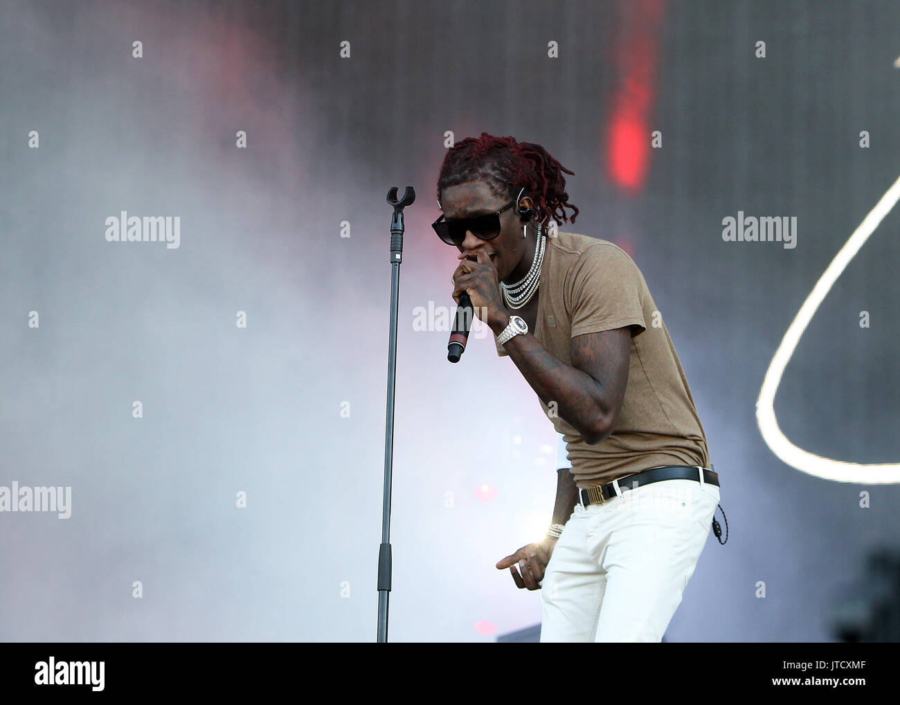 American rappers Lil Yachty and Young Thug performing on the main stage ...