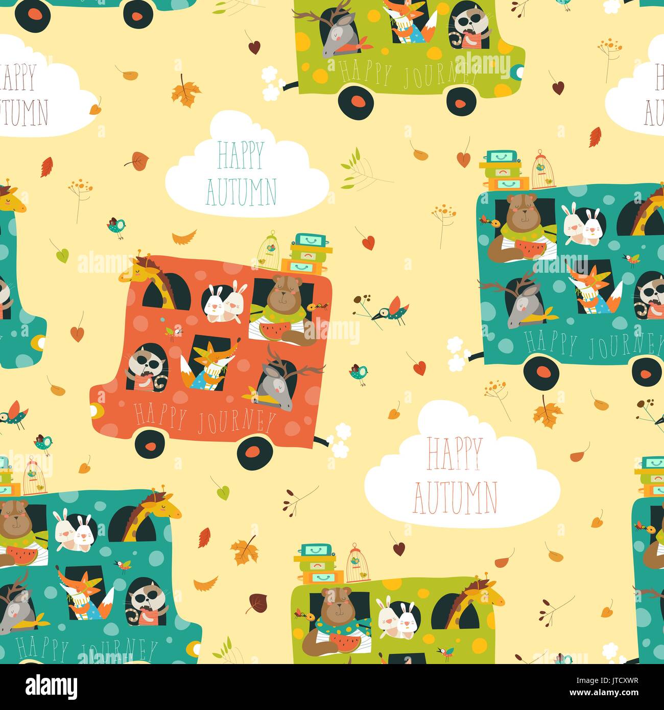 Animals seamless pattern traveling by bus Stock Vector Image & Art - Alamy