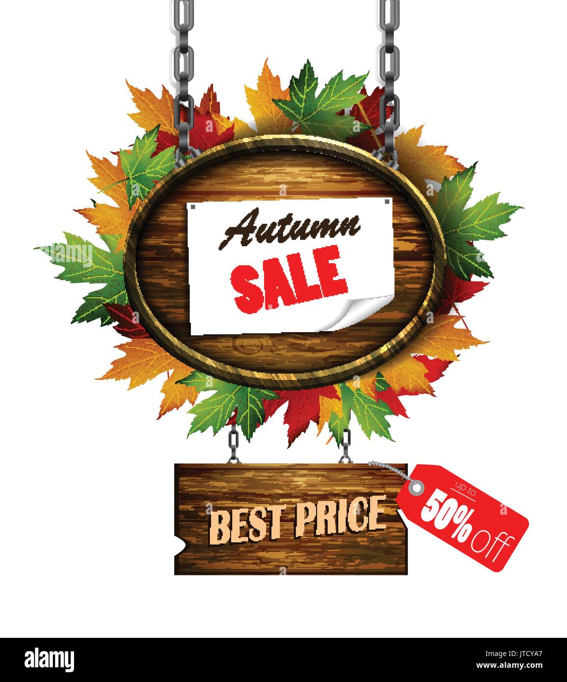 autumn sale wooden signboard Stock Vector Image & Art - Alamy